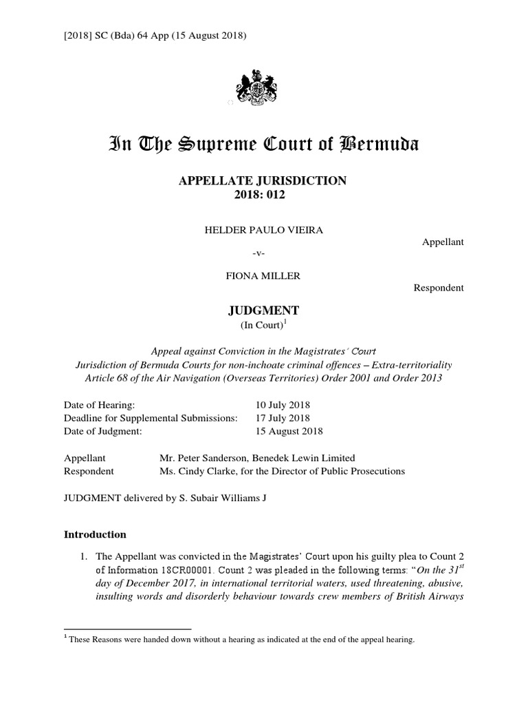 In The Supreme Court of Bermuda: Appellate Jurisdiction 2018: 012 | PDF ...