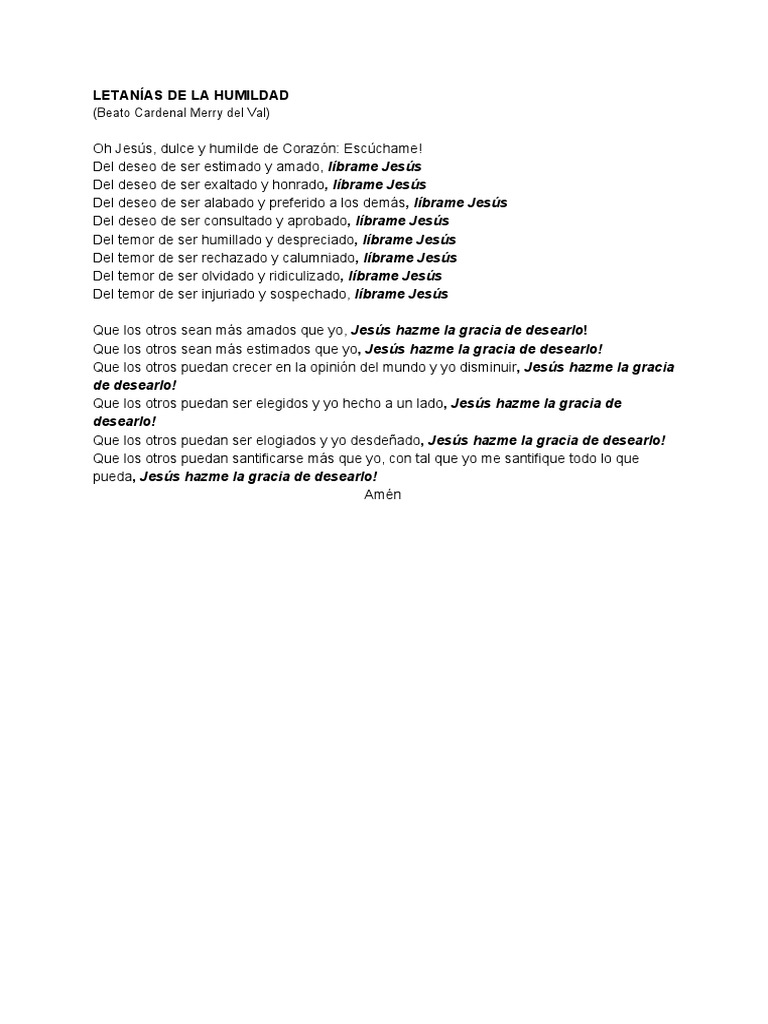 Letanías de La Humildad PDF | PDF