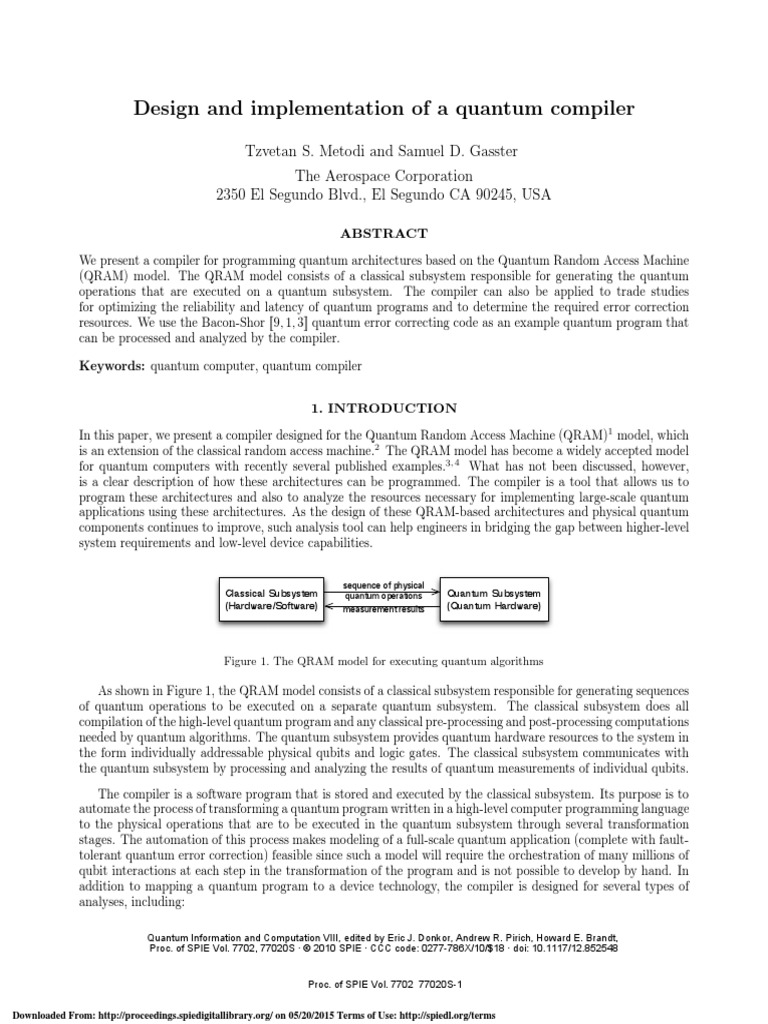 Design and Implementation of A Quantum Compiler | PDF | Compiler | Computer Program