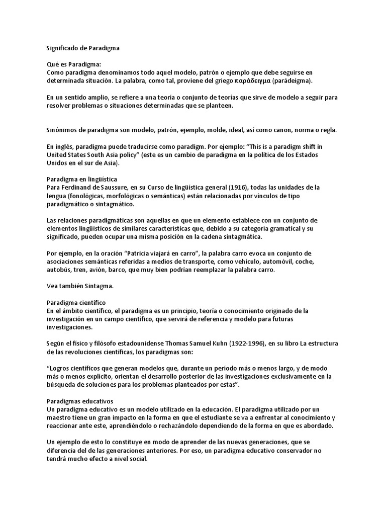 Significado de Paradigma | PDF | Paradigma | Complejidad