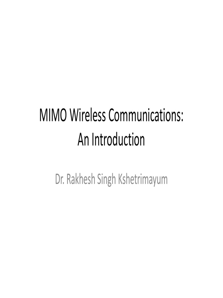 MIMO Wireless Communications: An Introduction An Introduction | PDF ...