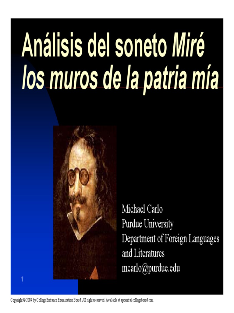Análisis Del Soneto Miré Los Muros de La Patria Mía PDF | PDF | Poesía