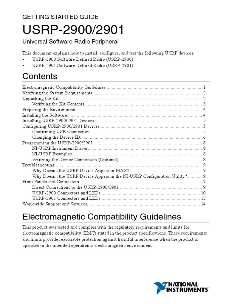 USRP-2900 - 2901 Getting Started Guide - National Instruments | PDF ...