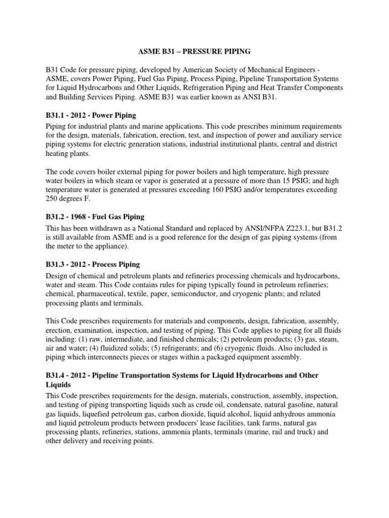 Asme B31 - Pressure Piping | PDF | Pipe (Fluid Conveyance) | Natural Gas