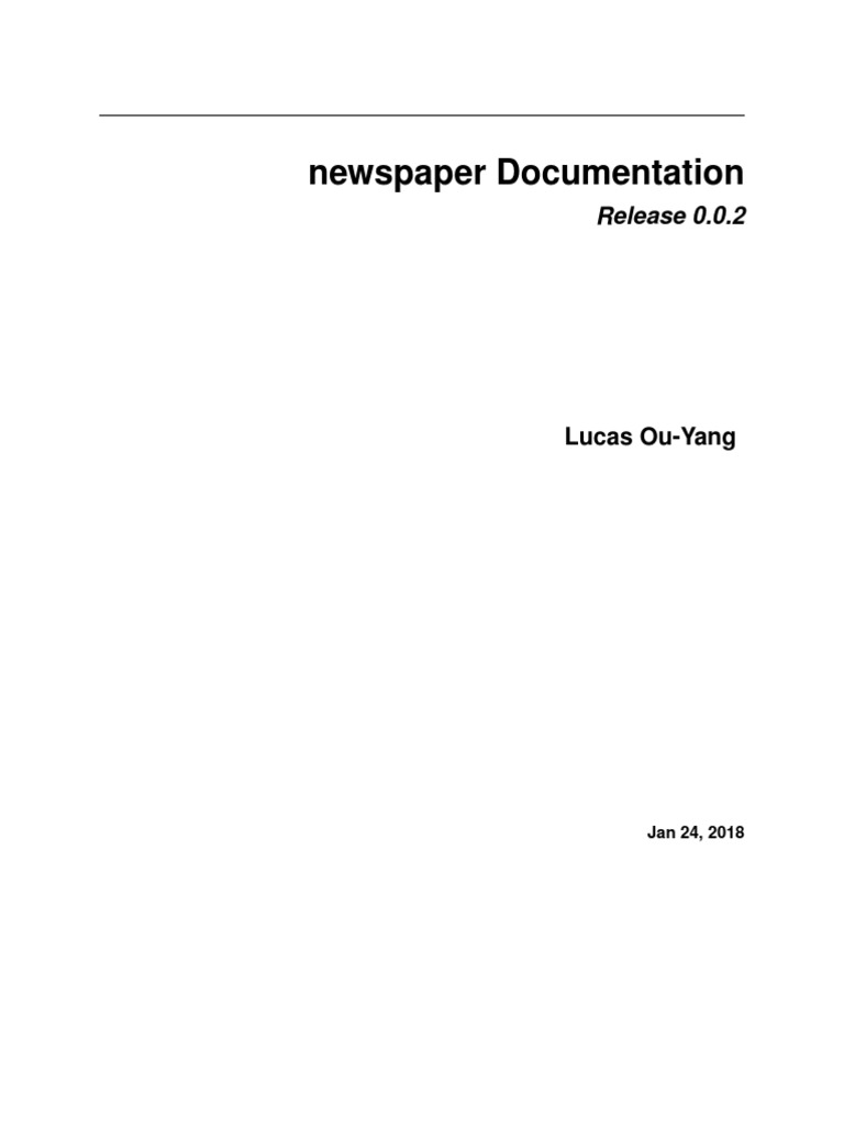 Newspaper Documentation: Release 0.0.2 | PDF | Newspapers | Software ...