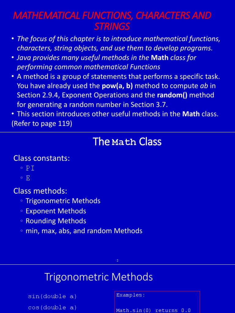 Mathematical Functions, Characters and Strings | PDF | Exponentiation | Rounding