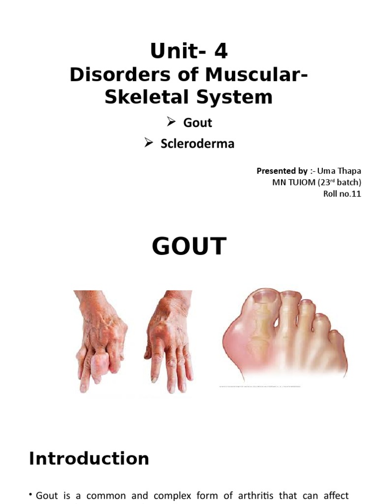 Disorders of Muscular-Skeletal System: Unit - 4 | PDF | Gout | Medicine