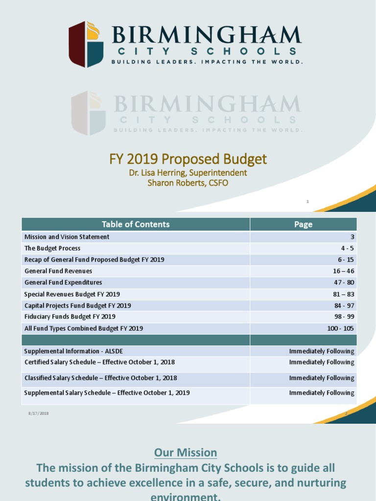 Birmingham City Schools FY 2019 Budget | PDF | Fund Accounting | Budget