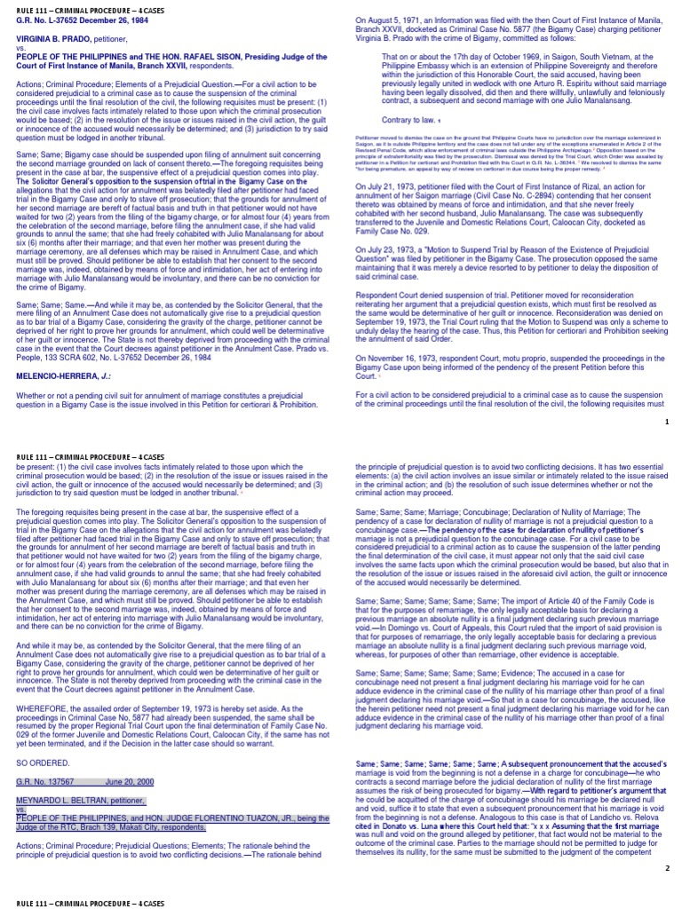 Rule 111 - Criminal Procedure - 4 Cases | PDF | Annulment | Criminal ...