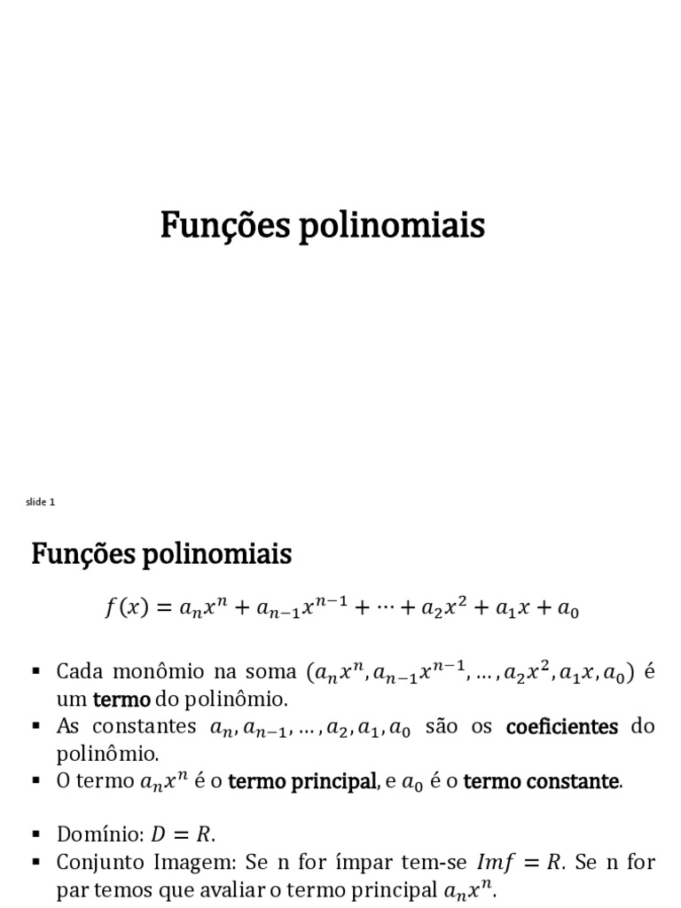 Funções Polinomiais | PDF | Polinomial | Função (Matemática)