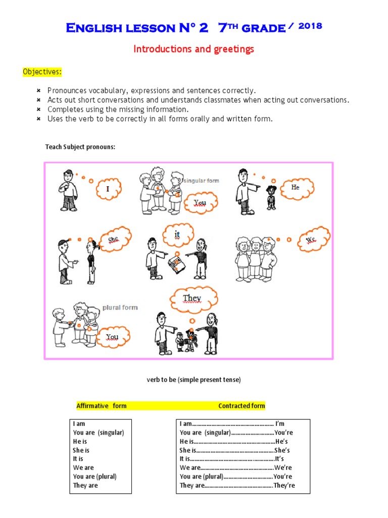 English Lesson #2 7th Grade | PDF | English Language | Grammatical Number