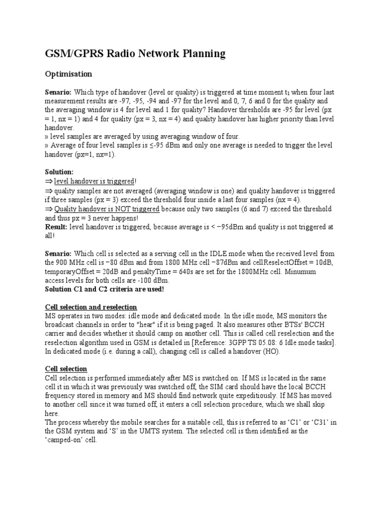 GSM/GPRS Radio Network Planning: Optimisation | PDF | Gsm | General ...