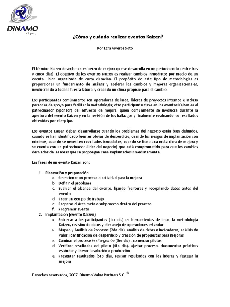 Evento Kaizen PDF | PDF