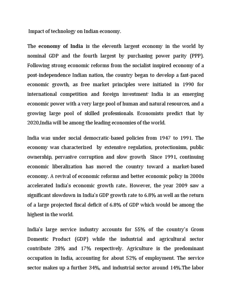 Technology's Economic Impact on India | PDF | Economy Of India ...