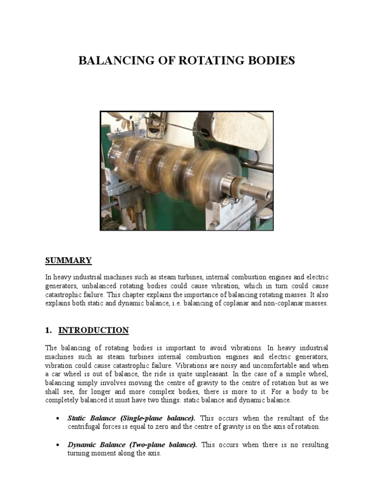 Balancing of Rotating Masses Explained | PDF | Rotation Around A Fixed ...