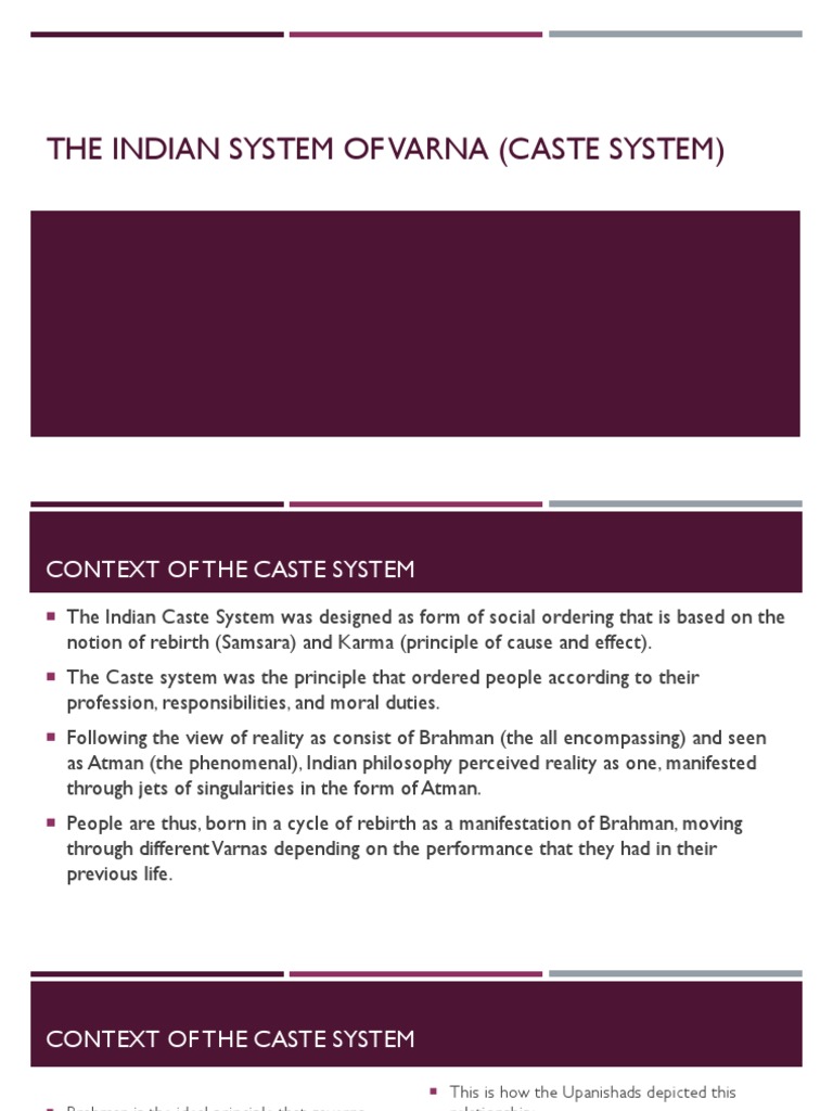 The Indian System of Varna (Caste System) | PDF | Brahman | Ātman ...