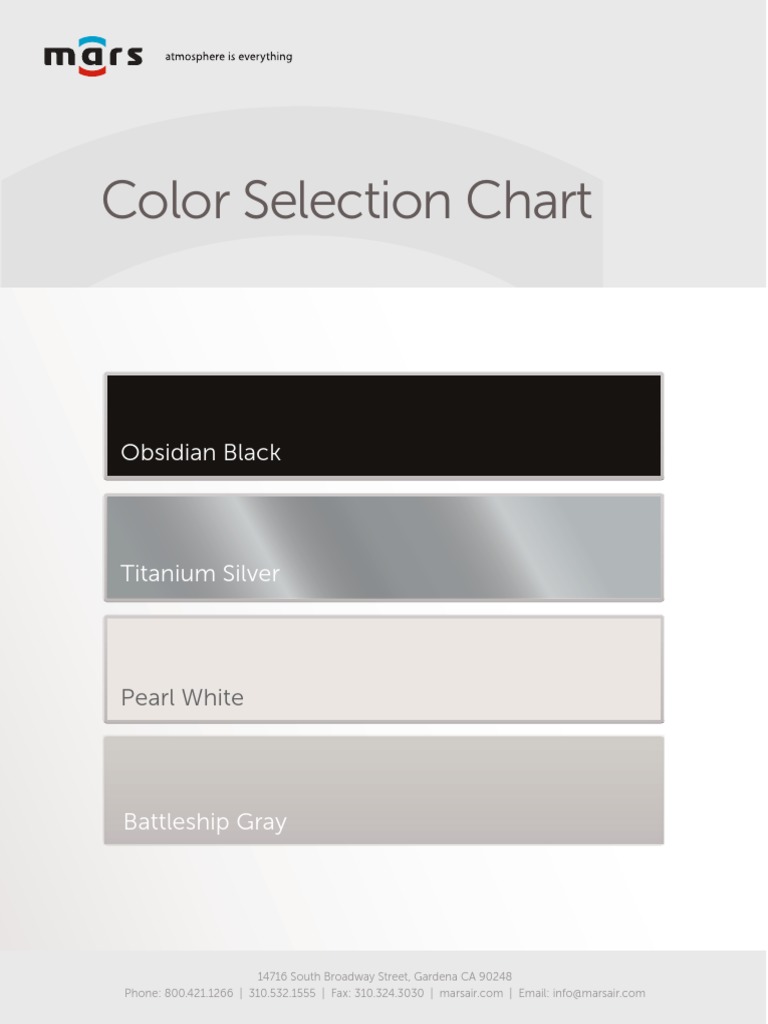 Color Selection Chart: Obsidian Black | PDF