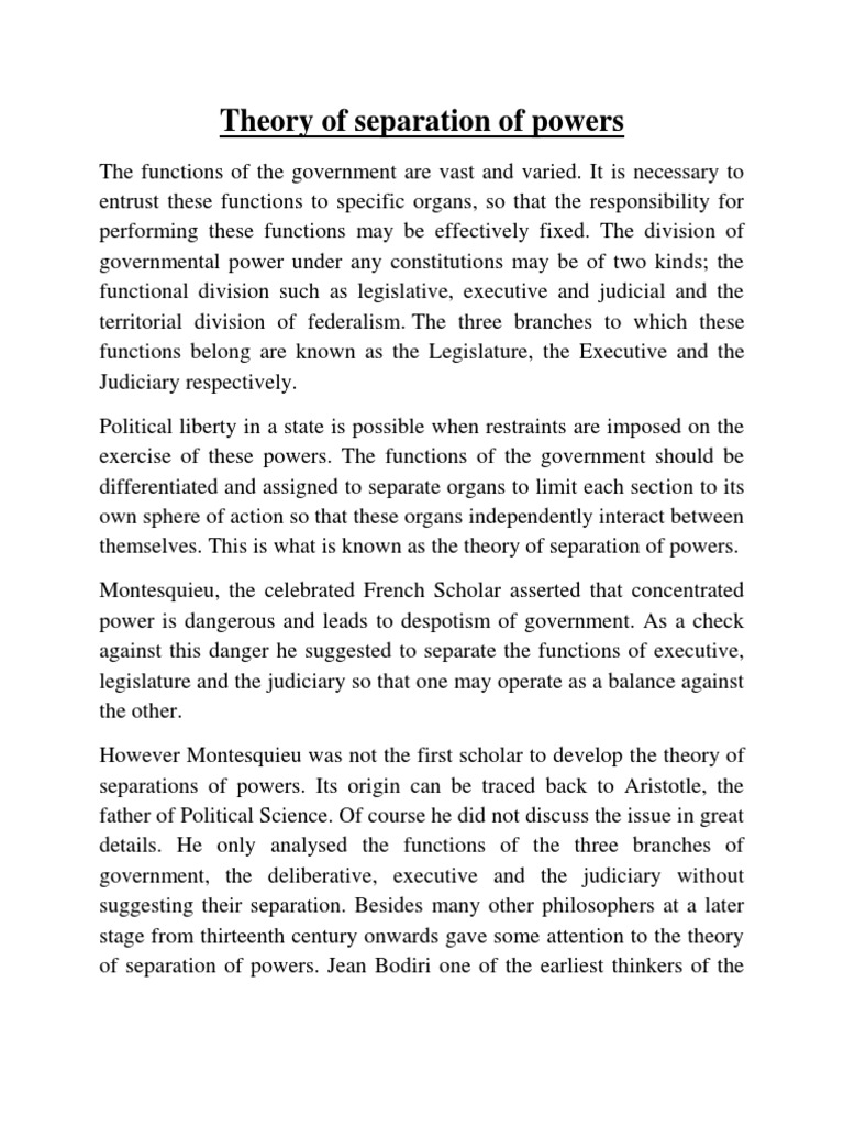 Separation of Powers | PDF | Separation Of Powers | Montesquieu