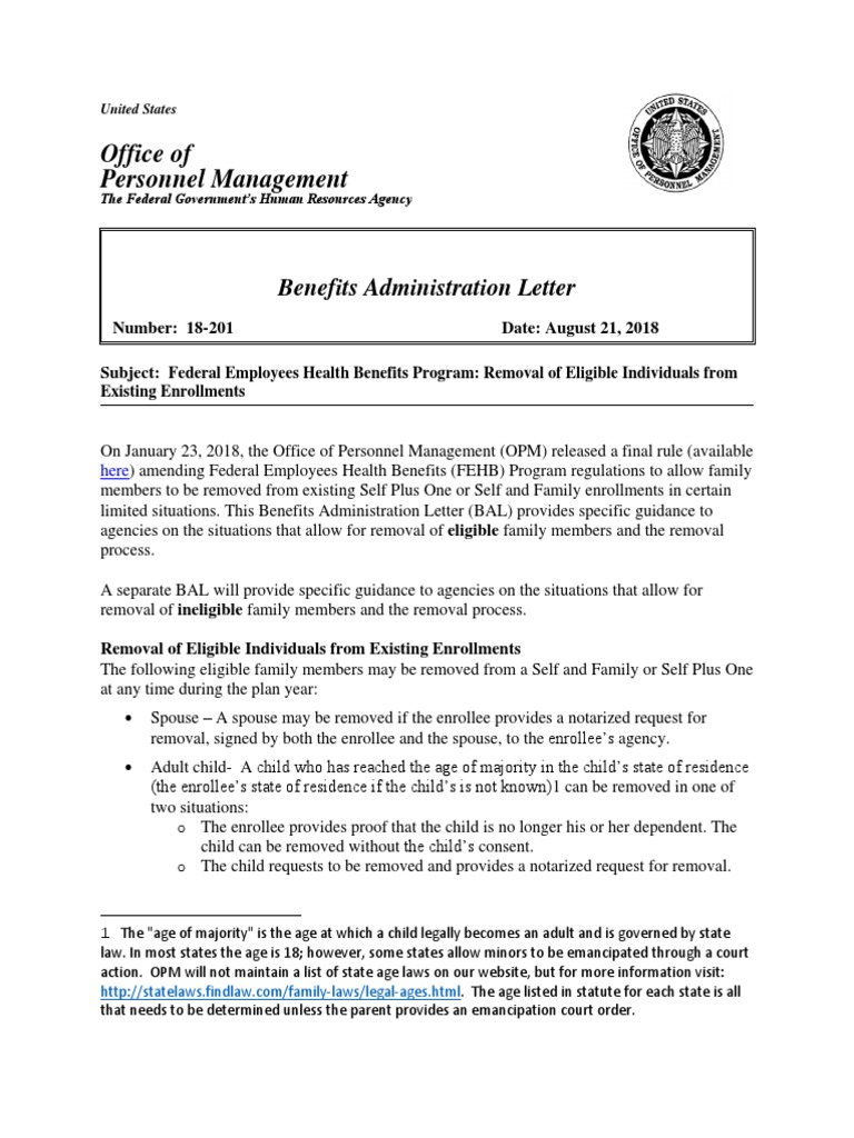 FEHB Program: Removing Eligible Family Members | PDF | Federal ...
