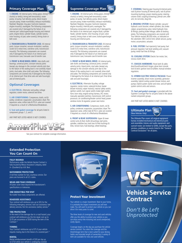 Vehicle Service Contract Brochure | PDF | Transmission (Mechanics ...