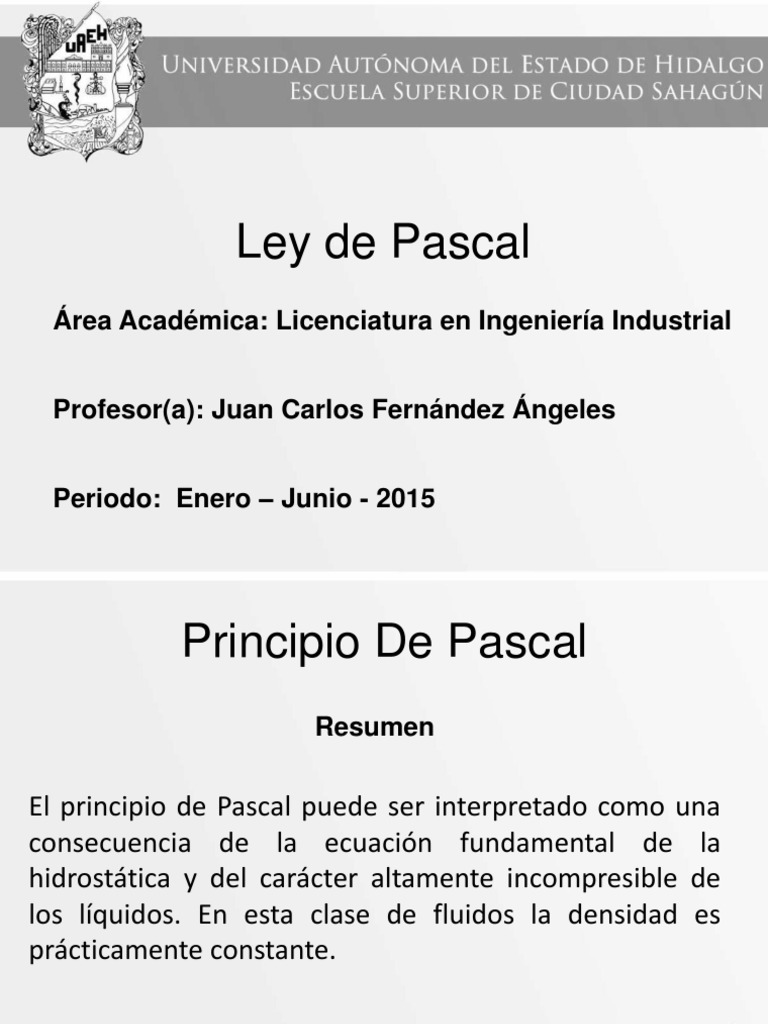 Ley de Pascal | PDF | Presión | Líquidos