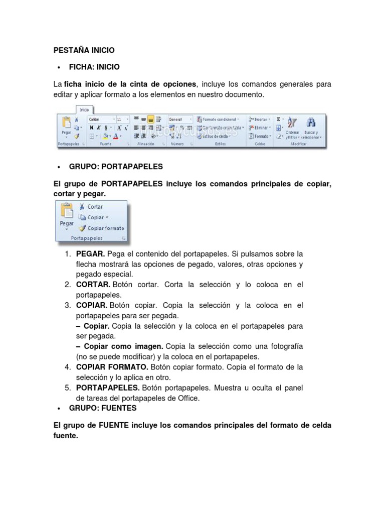 Pestaña Inicio, Insertar. Revisar, Vista. Formulas. Datos Con Imagen de ...
