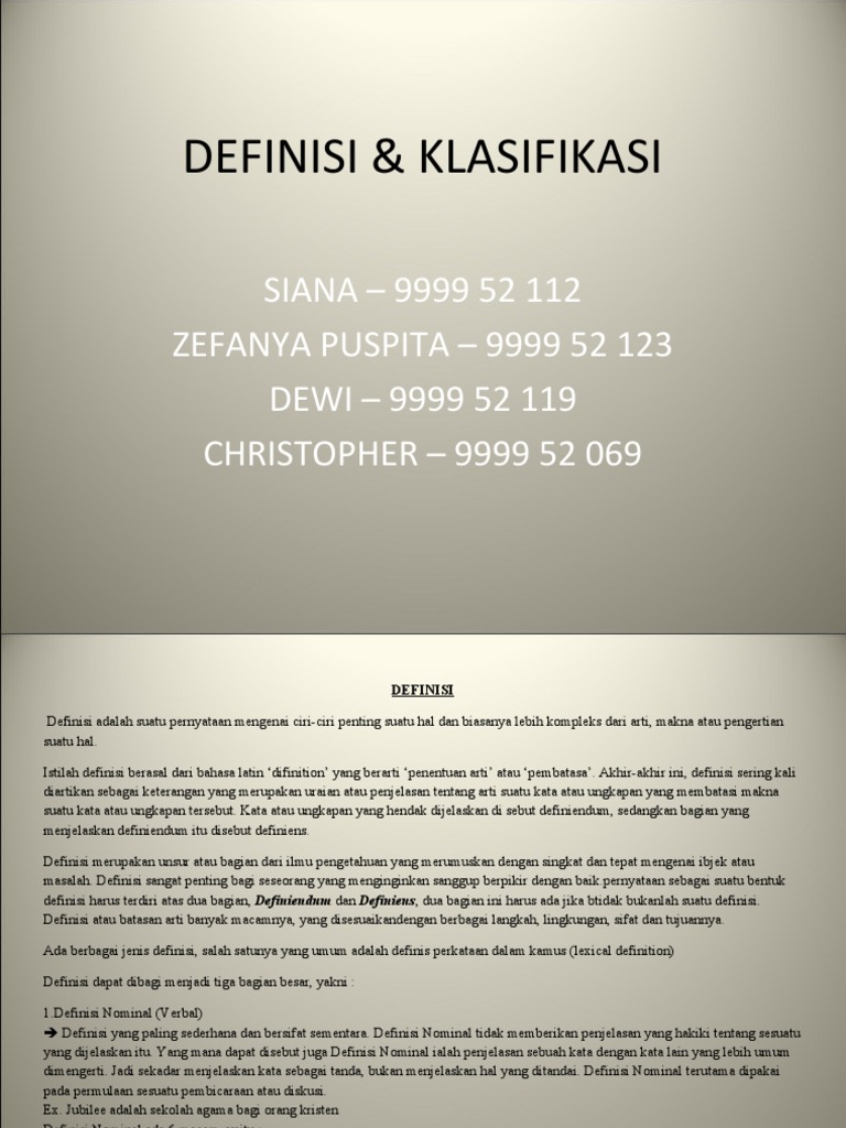 Definisi & Klasifikasi | PDF