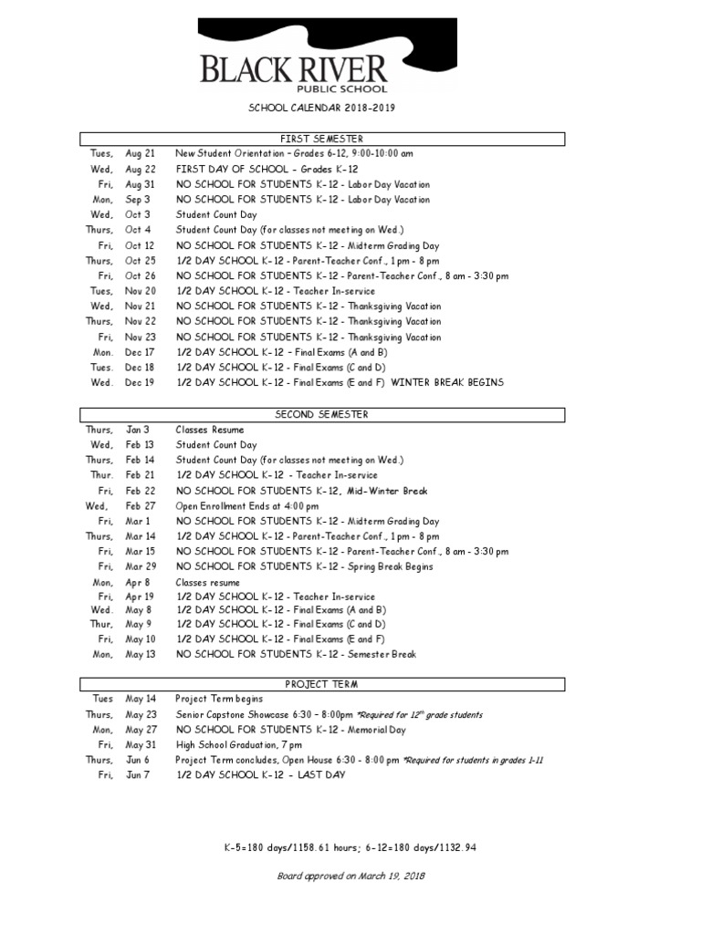 2018-2019 School Calendar Overview | PDF | Schools | Students