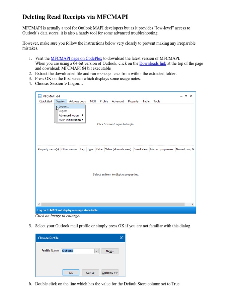Deleting Read Receipts Via MFCMAPI 64 Bit & 32 Bit. | PDF | Microsoft Outlook | Computer File