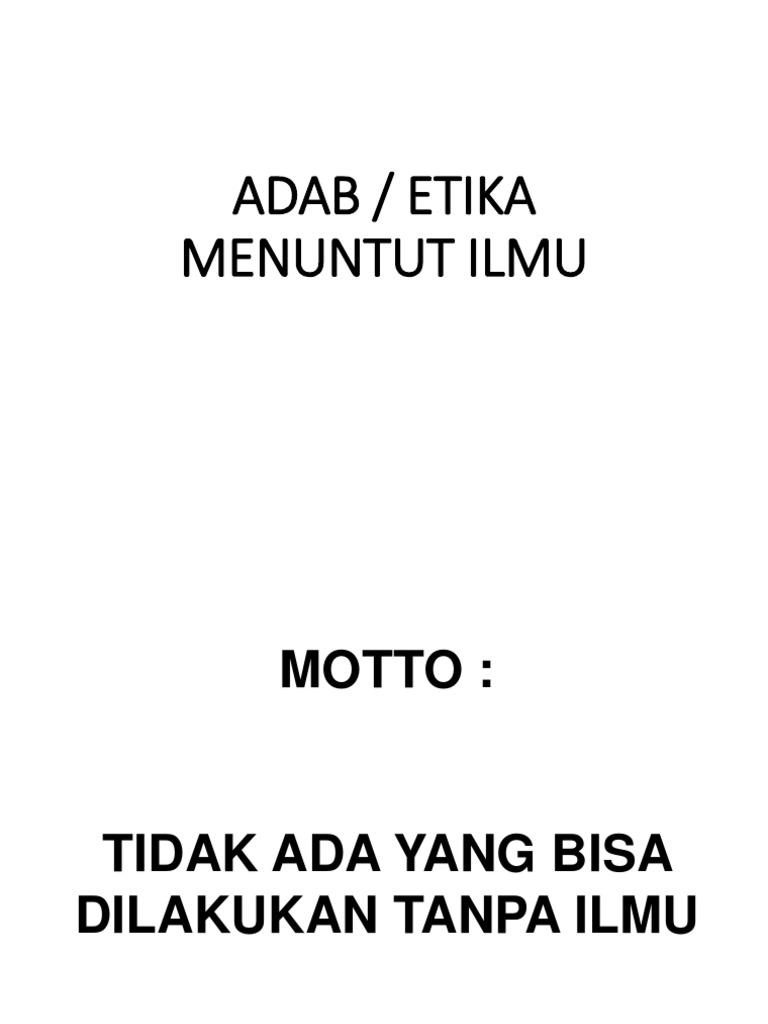 Adab Menuntut Ilmu | PDF