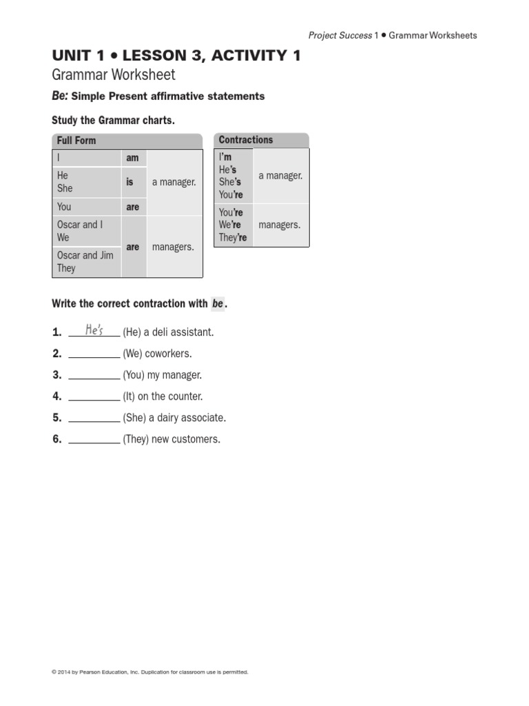 Unit 1 Lesson 3 Grammar Worksheet 1 | PDF | Language Arts & Discipline