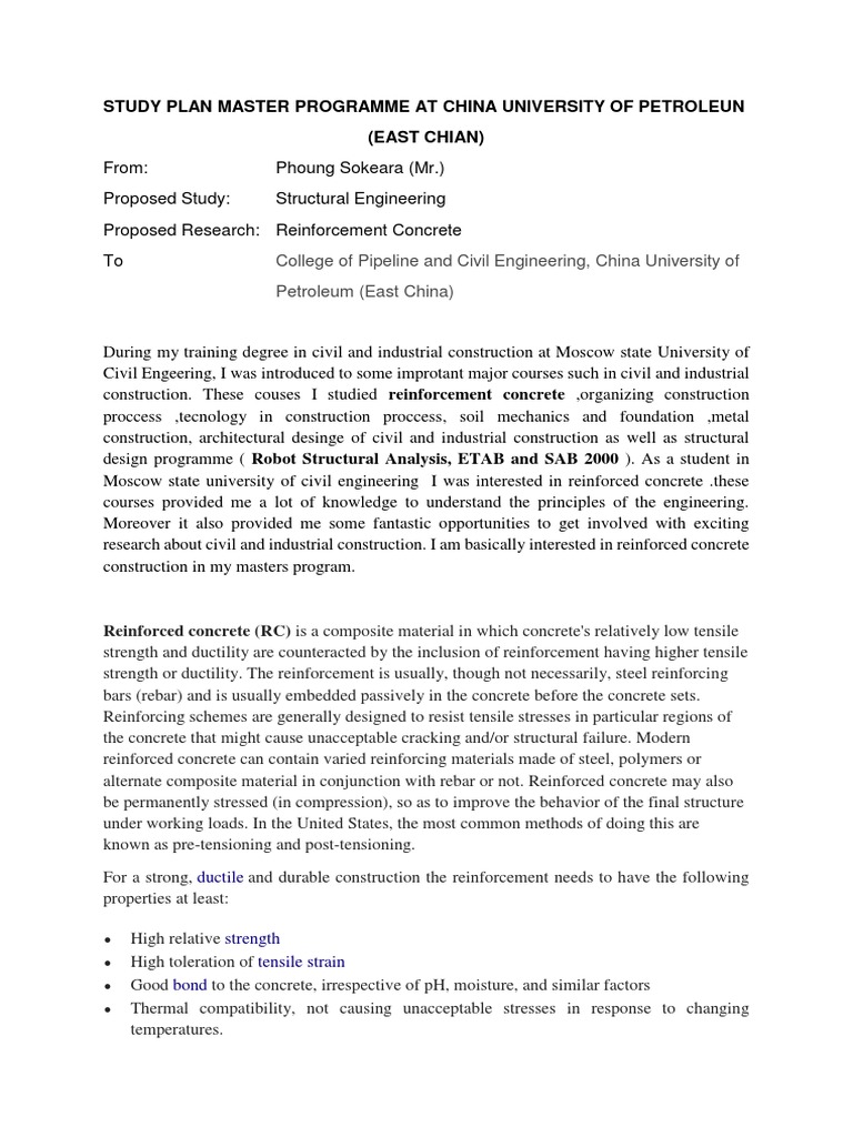 Study Plan Master Programme at China University of Petroleun | PDF ...