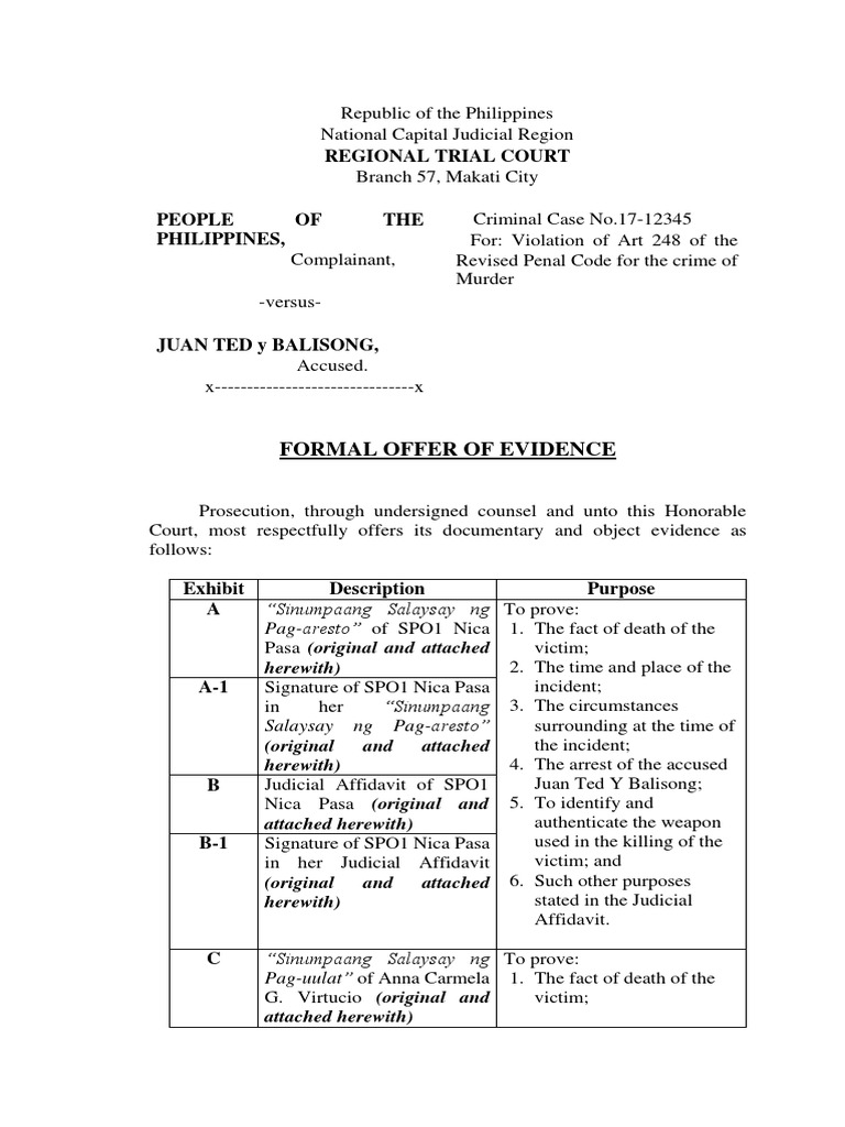 Evidence Submission in Murder Case | PDF | Misconduct | Common Law