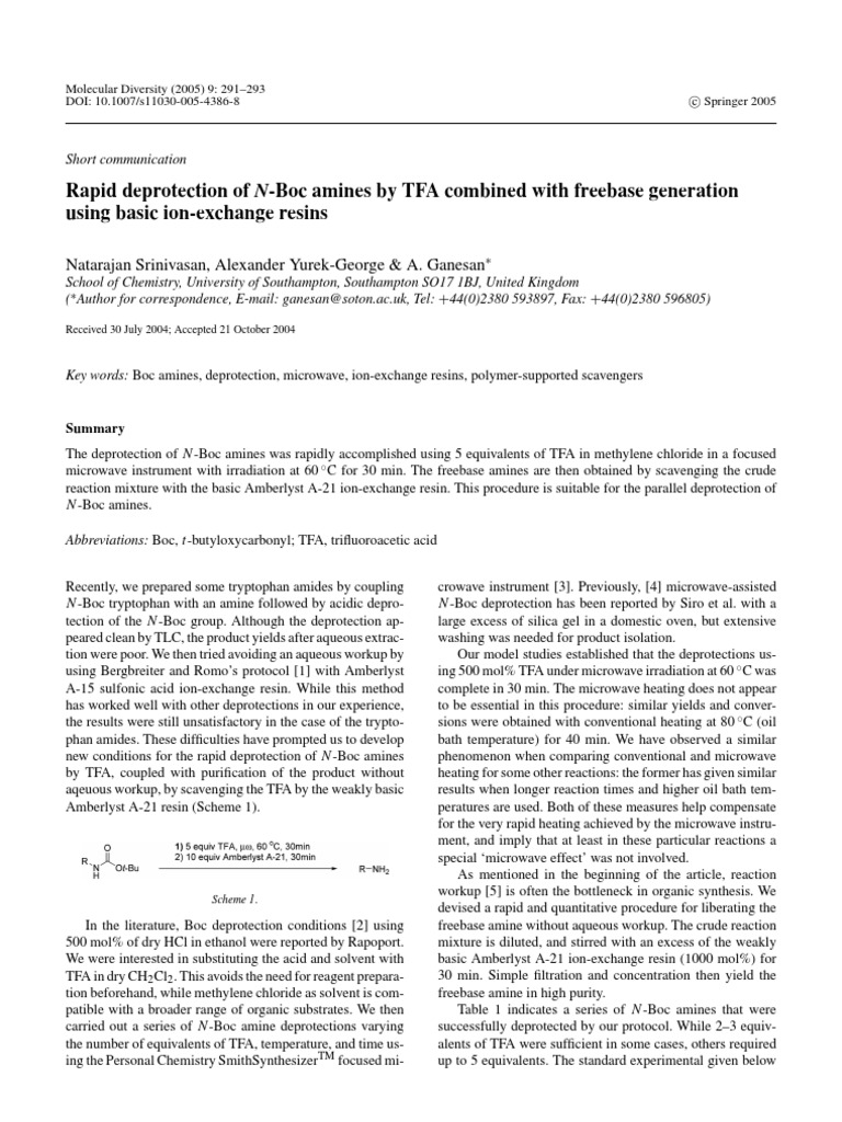 TFA Deprotection | PDF | Chemistry | Physical Sciences