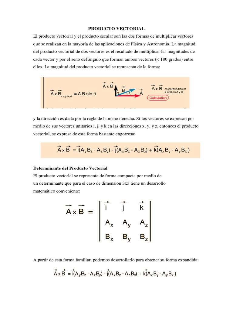 Producto Vectorial | PDF | Vector Euclidiano | Objetos matemáticos