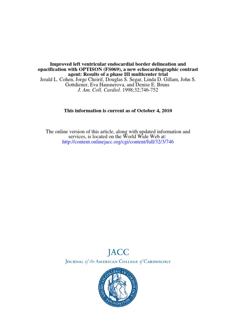 Opacification With OPTISON (FS069), A New Echocardiographic Contrast ...
