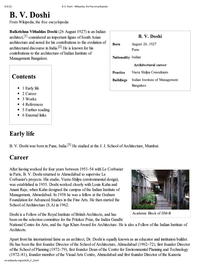 B. V. Doshi | PDF