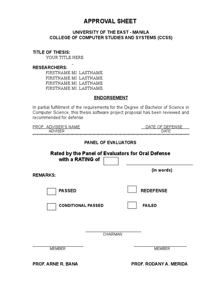 Thesis Approval Sheet Template | PDF