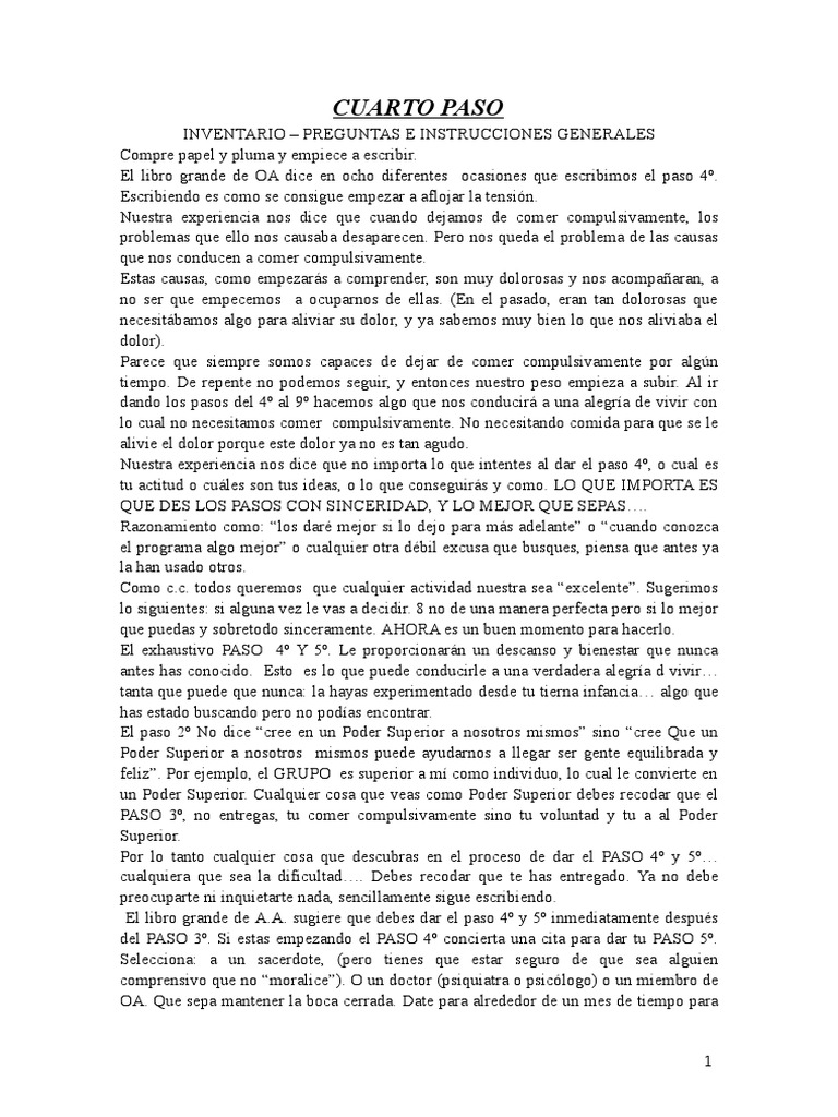 Cuarto Paso | PDF | Adultos | Familia