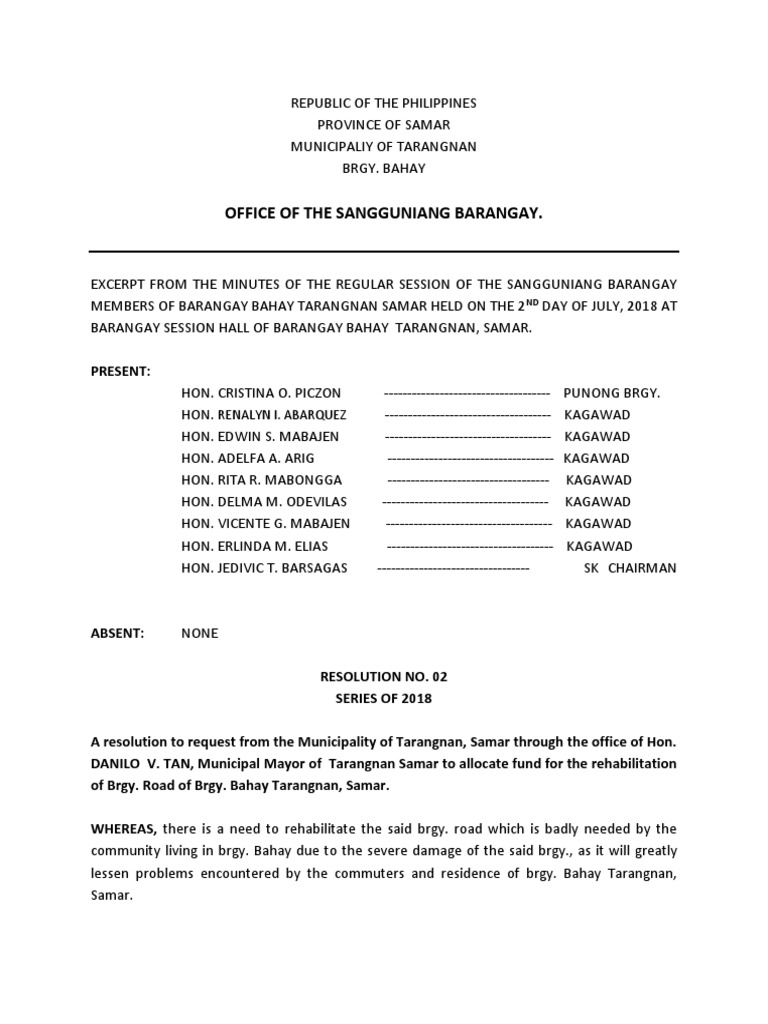 Resolution for Road Rehabilitation Funding | PDF | Government