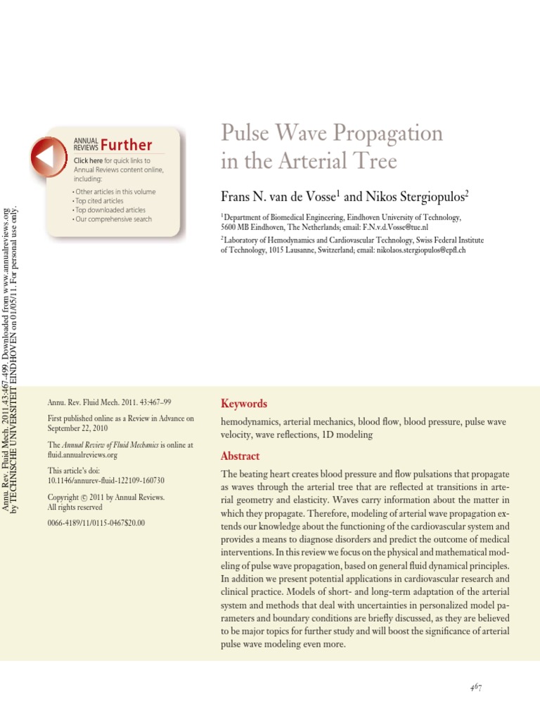 Pulse Wave Propagation in Arterial Tree | PDF | Atherosclerosis | Artery