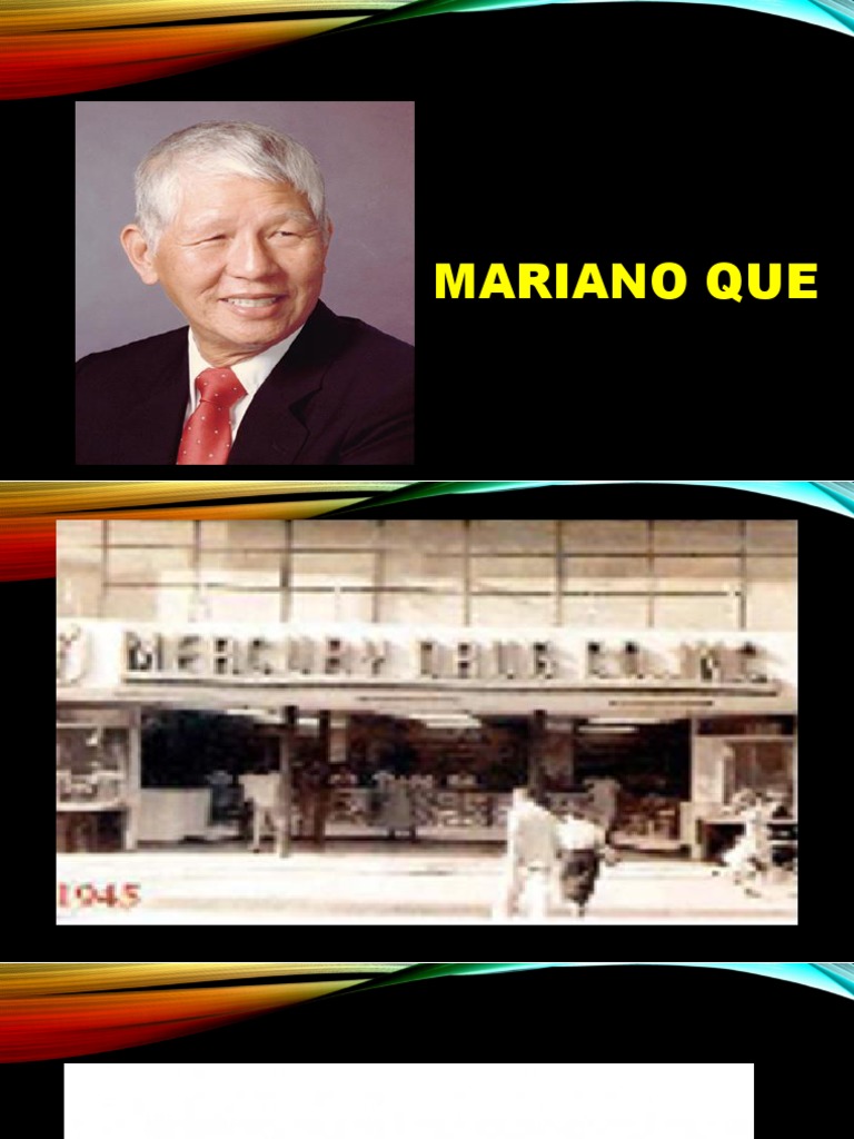 Mariano Que: Founder of Mercury Drug | PDF | Social Science | Self ...