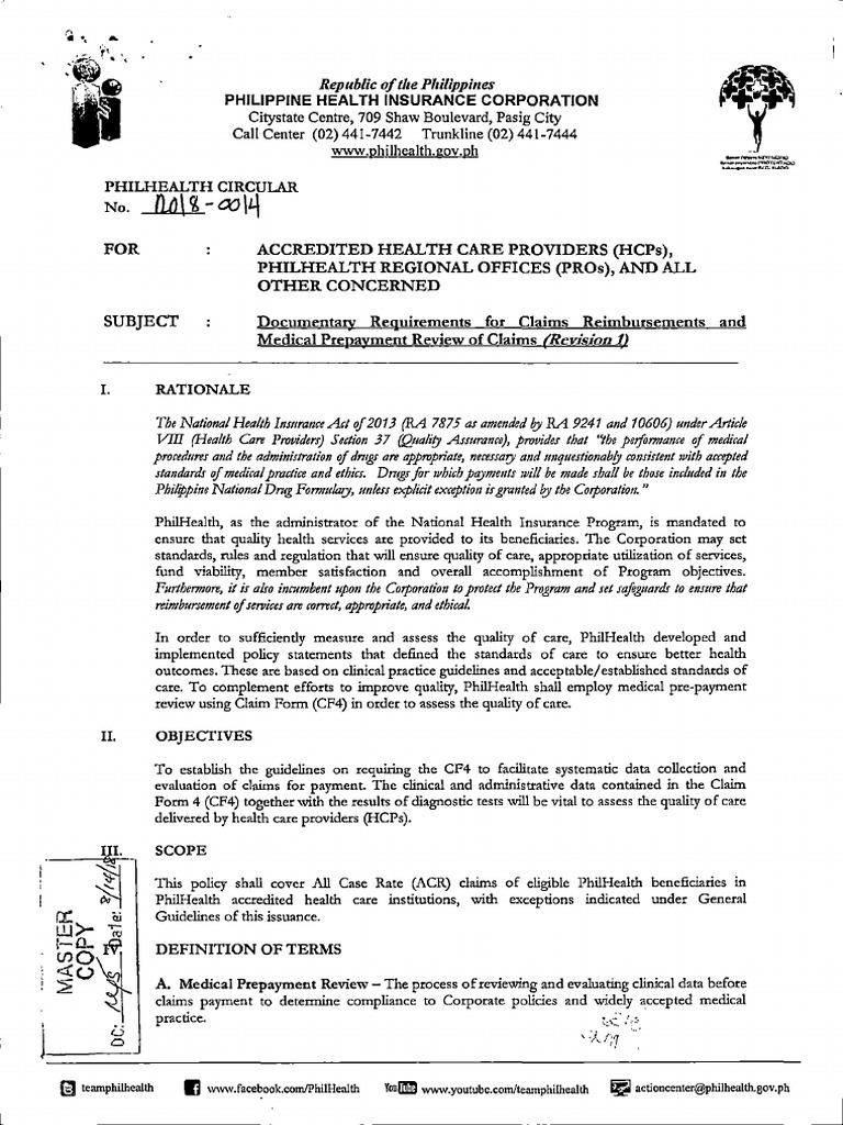 CF4 Guidelines for PhilHealth Claims | PDF | Health Sciences | Health ...