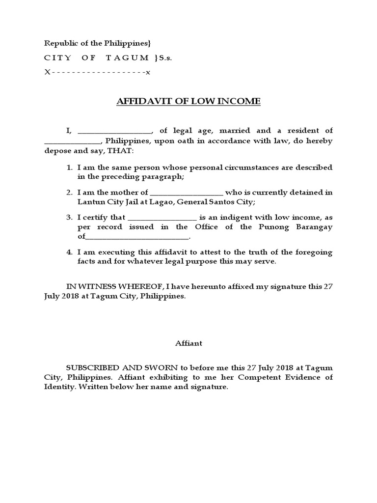 Affidavit Low Income | PDF
