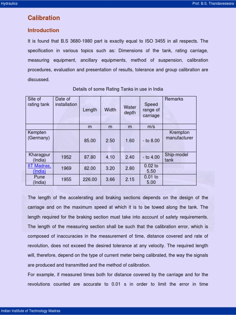 Calibration: IIT Madras, (India) | PDF | Calibration | Flow Measurement