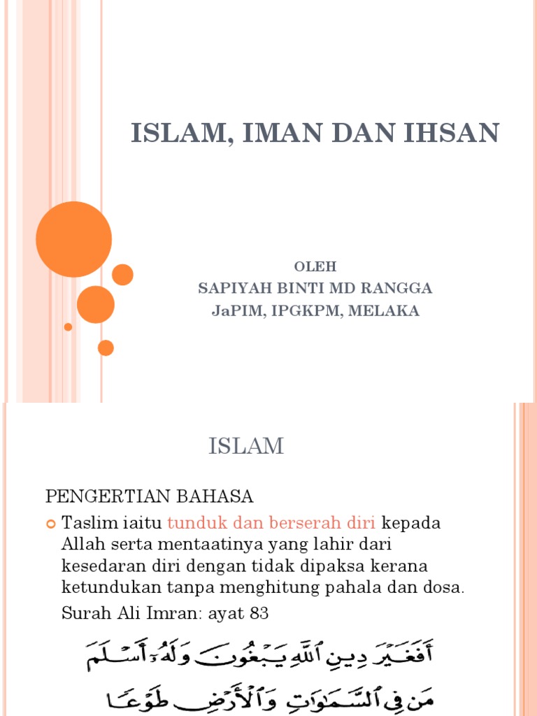 Islam, Iman Dan Ihsan