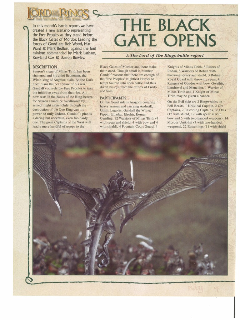Battle Report - The Black Gate Opens | PDF | Middle Earth | J. R. R ...