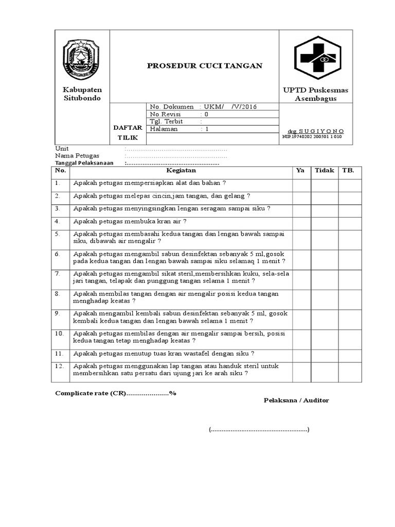 Prosedur Cuci Tangan dan APD Puskesmas | PDF