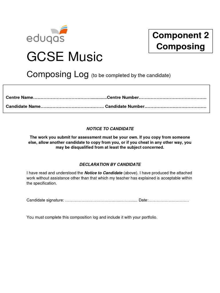 Component 2 - Composing Log Template | PDF | Musical Compositions