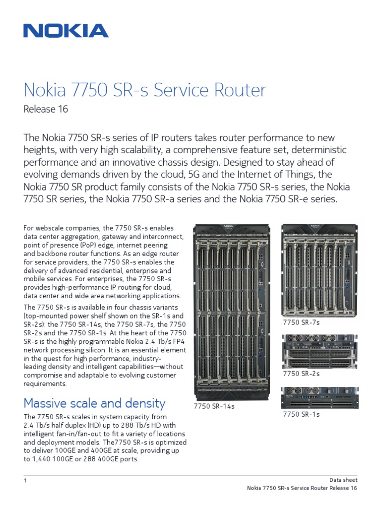 Nokia 7750 SR-s R16 Data Sheet en | PDF | Multiprotocol Label Switching ...